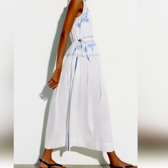 Zara | Dresses | Zara Embroidered Midi Dress | Poshmark